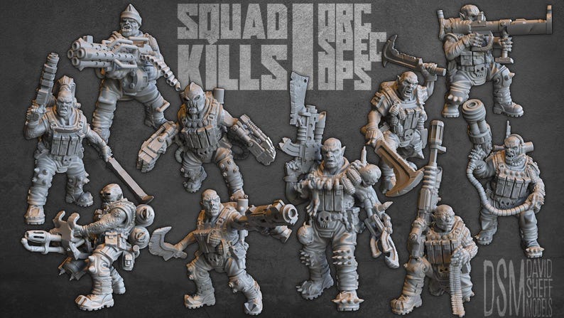 Orc Special Ops Squad: 28mm Sci-fi Grimdark Ork Miniatures - Etsy