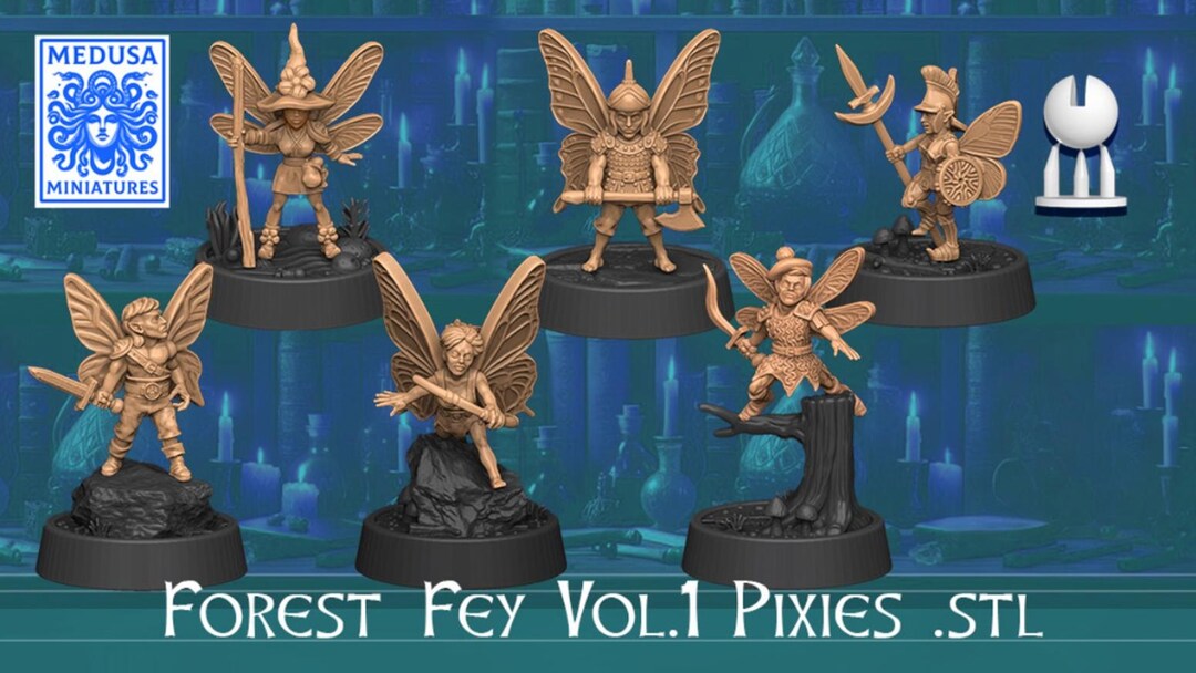 3D Printed Forest Pixie Miniatures Set - D&D, Pathfinder TTRPG - Etsy