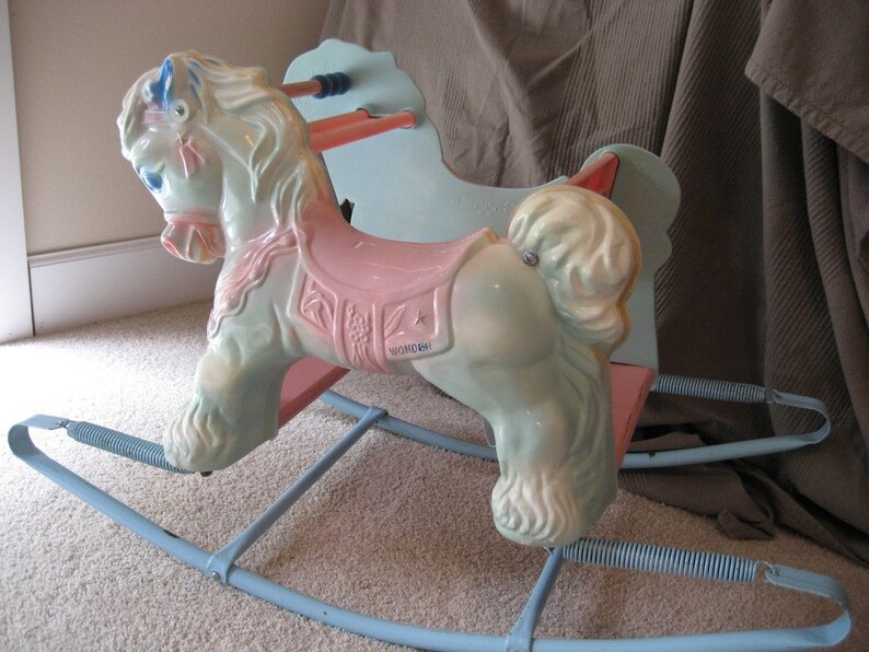Vintage 1960s pastel Wonder Horse rocking horse with original | Etsy