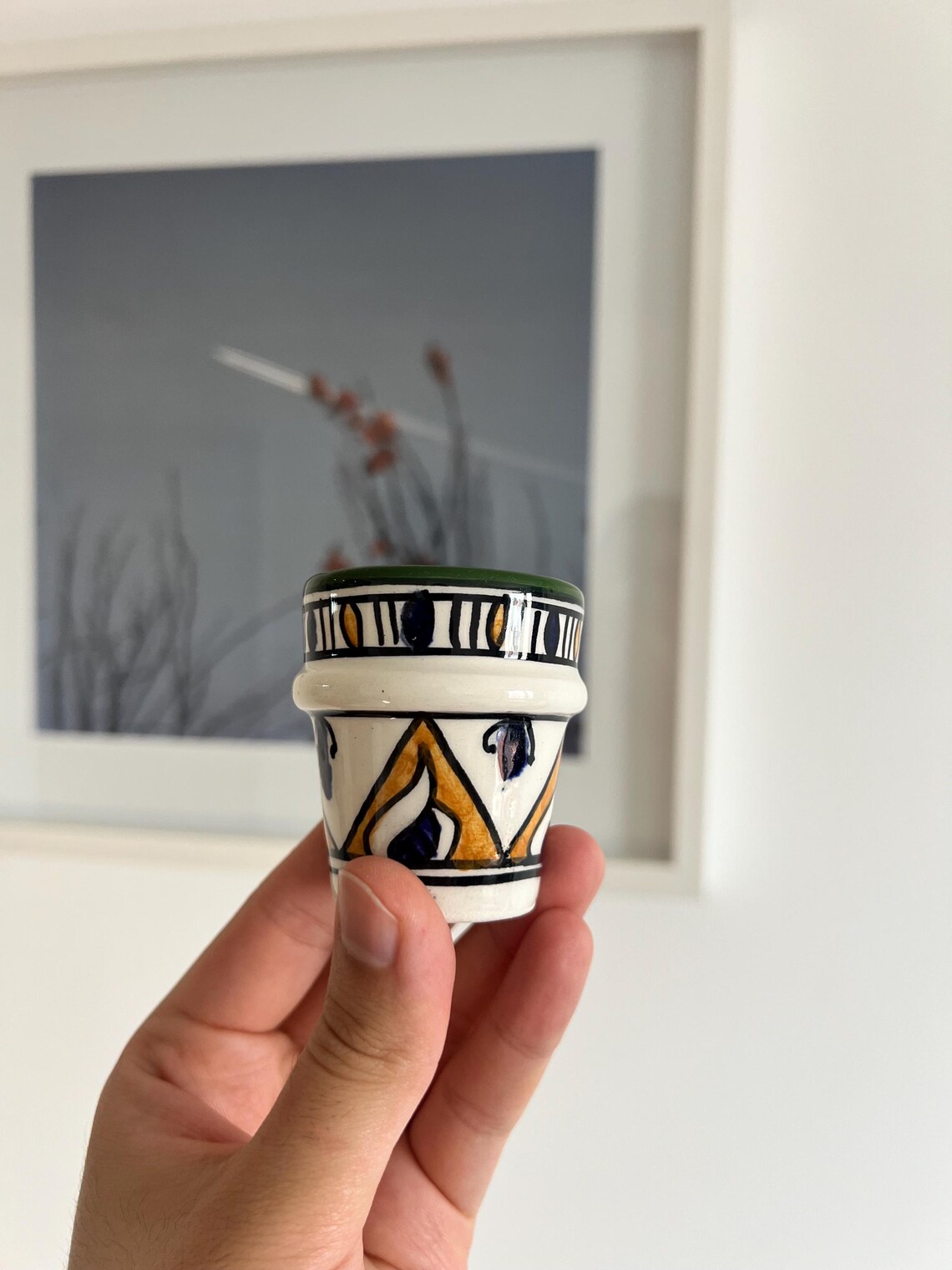 Set of 2 Moroccan Hand-painted Ceramic Tea Cups – Mixed Colour (mini ...