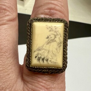 Antique Art Deco Faux Scrimshaw Ring - Etsy