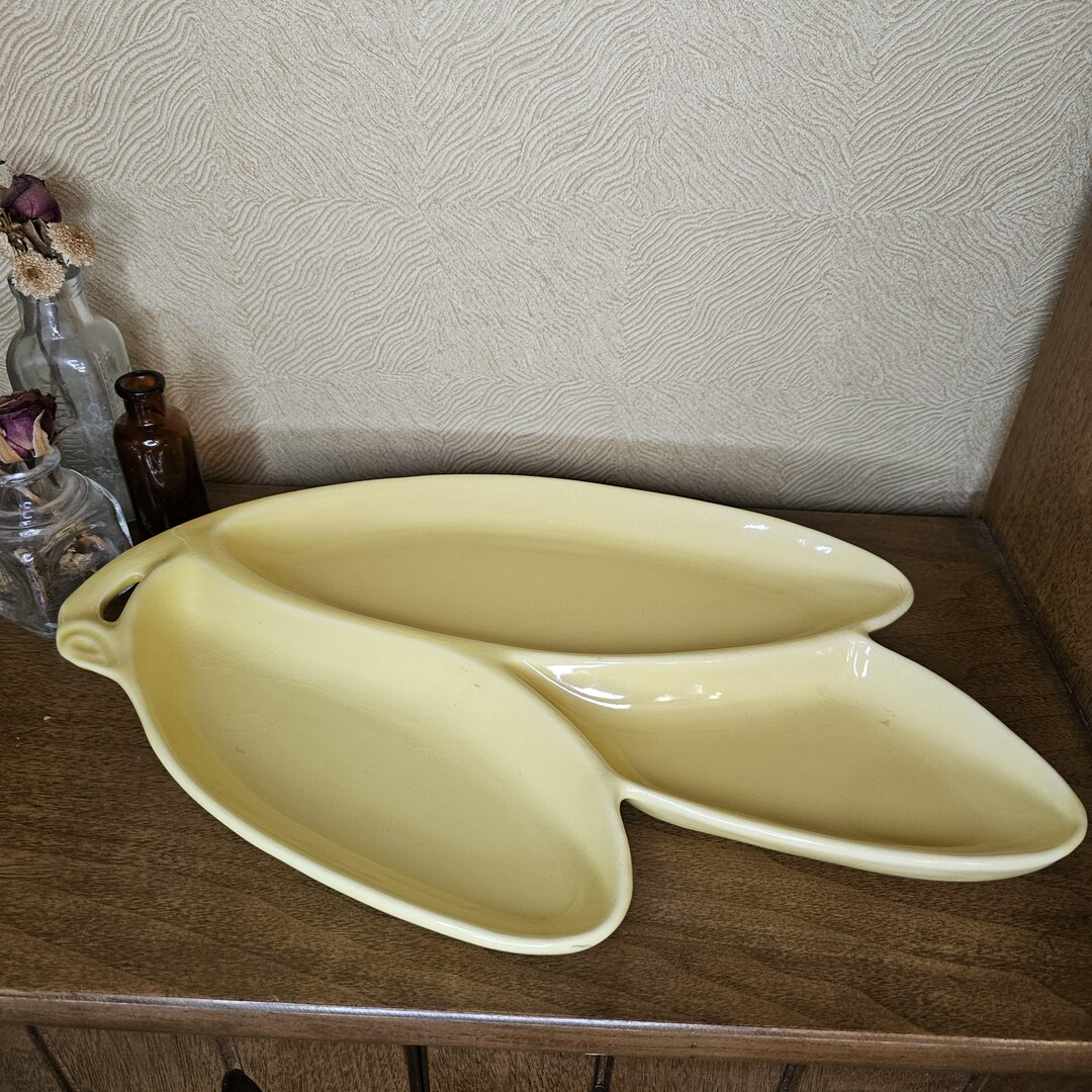1960s Cameron Clay Leaf Dish – Yellow Divided California Pottery ...