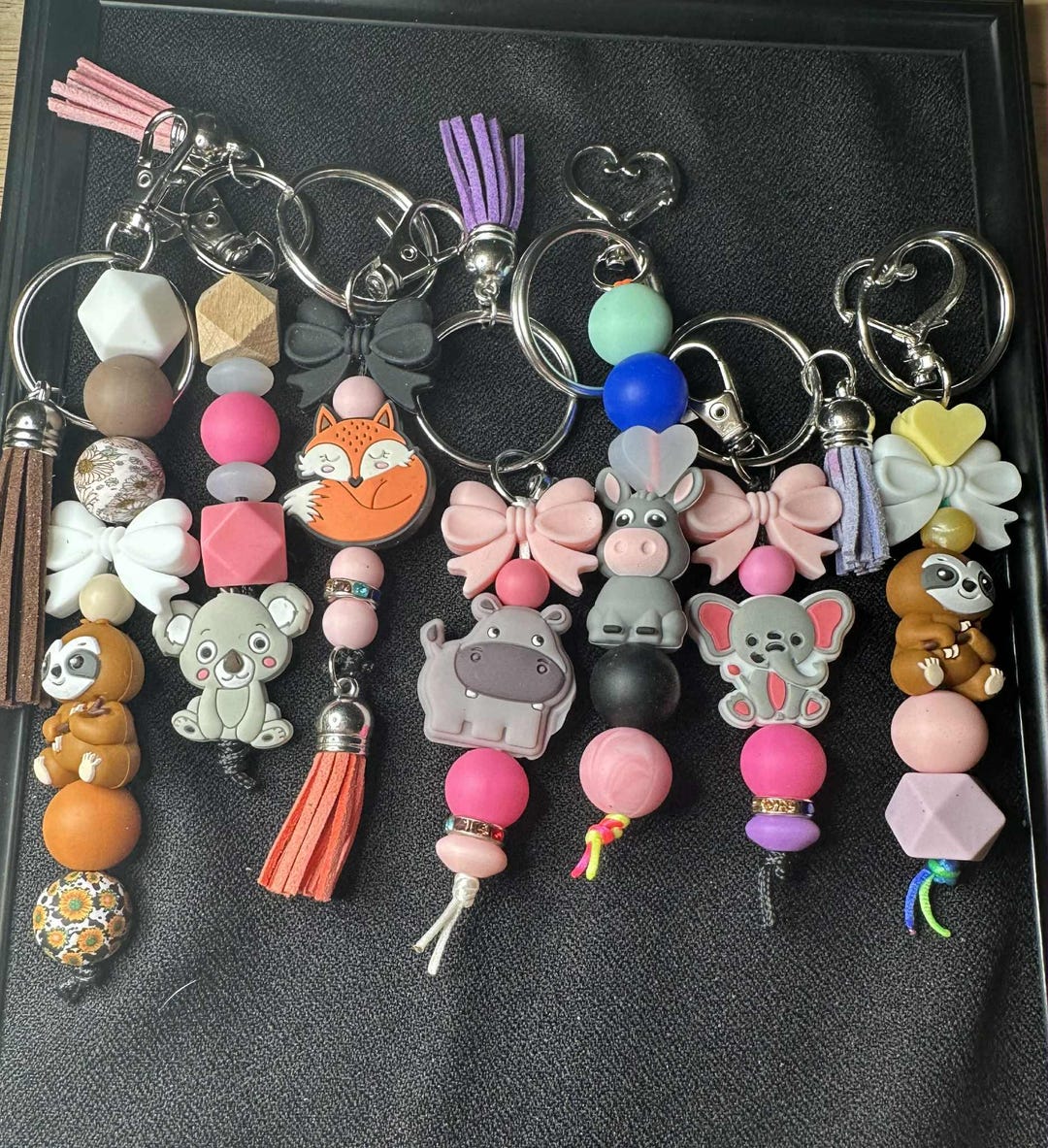Handmade Beaded Keychains – Cute Animal, Flower, Holiday, Inspirational ...
