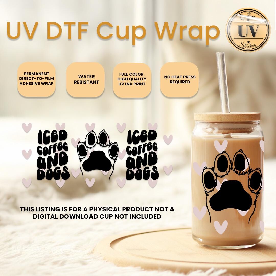 Iced Coffee and Dogs 40 Oz Tumbler Wrap, Retro Iced Coffee 16oz Tumbler ...