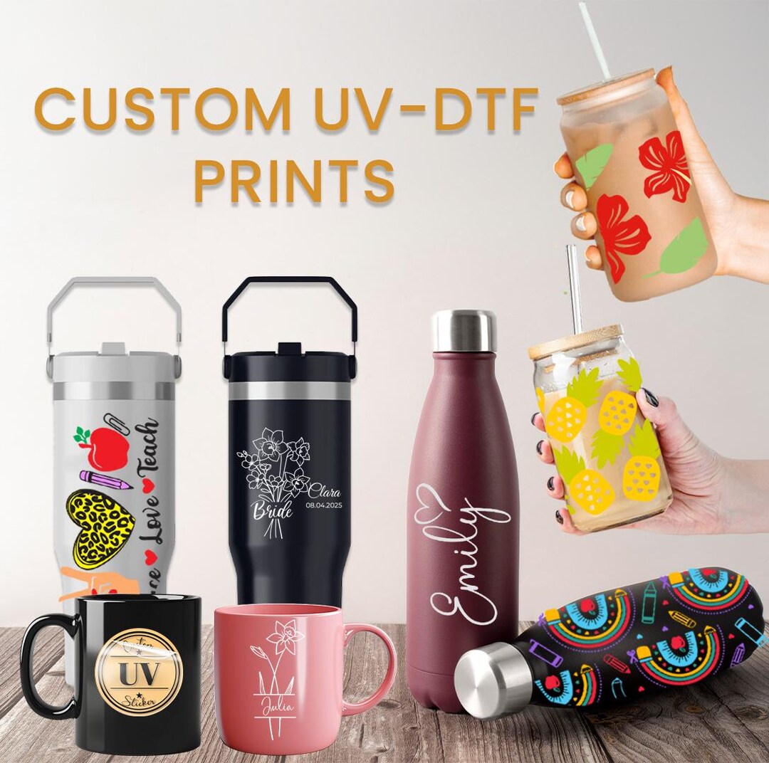 Custom Text UV DTF Sticker: Personalized Permanent Transparent Label - Etsy