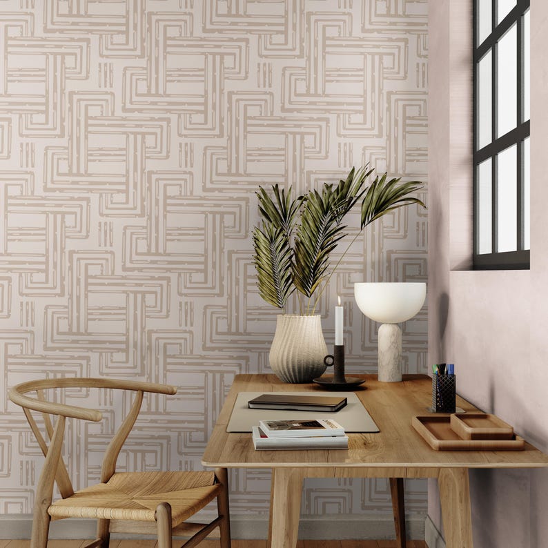 Beige Geometric Wallpaper Modern Design Minimalist Aesthetic Neutral ...