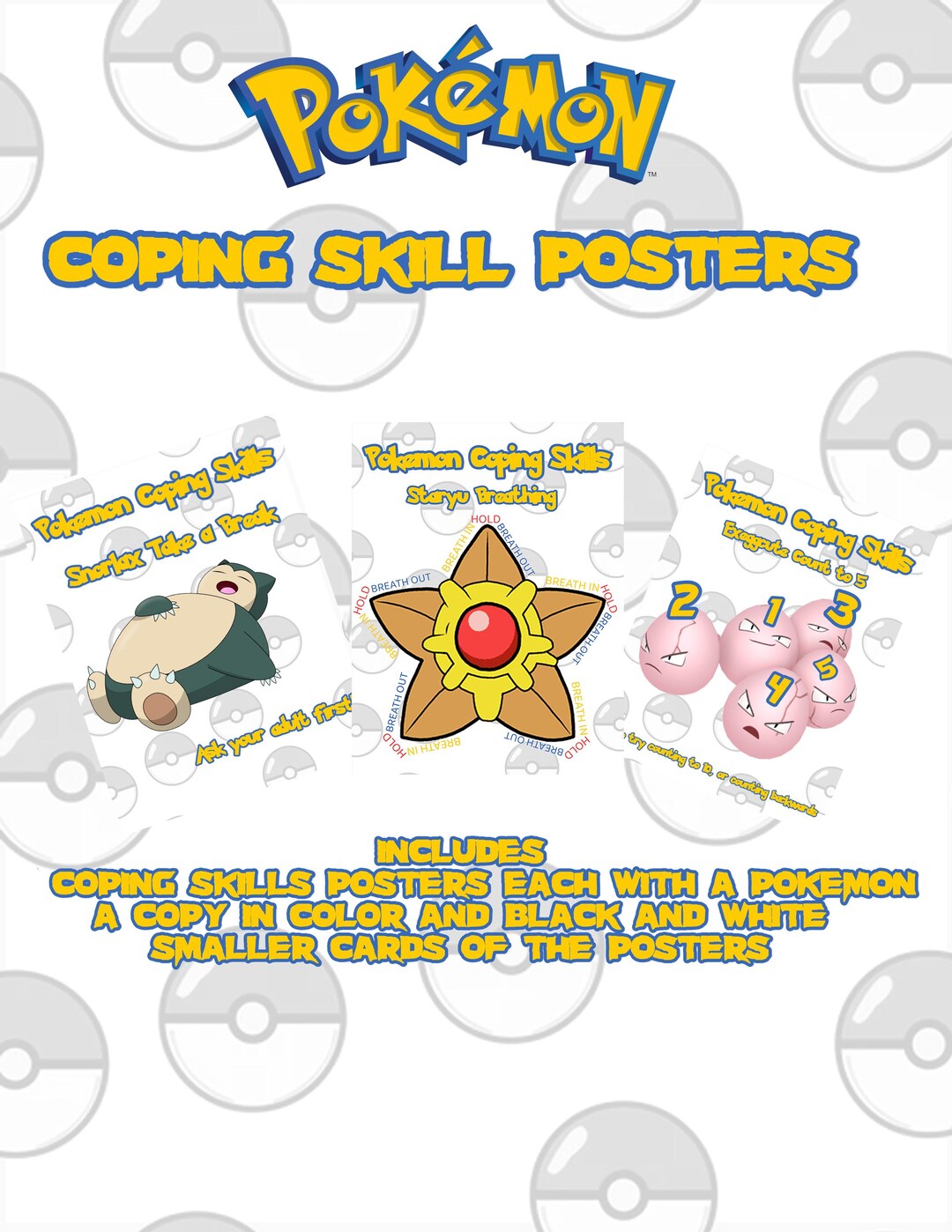 20 Pokemon Coping Skill Posters - Etsy