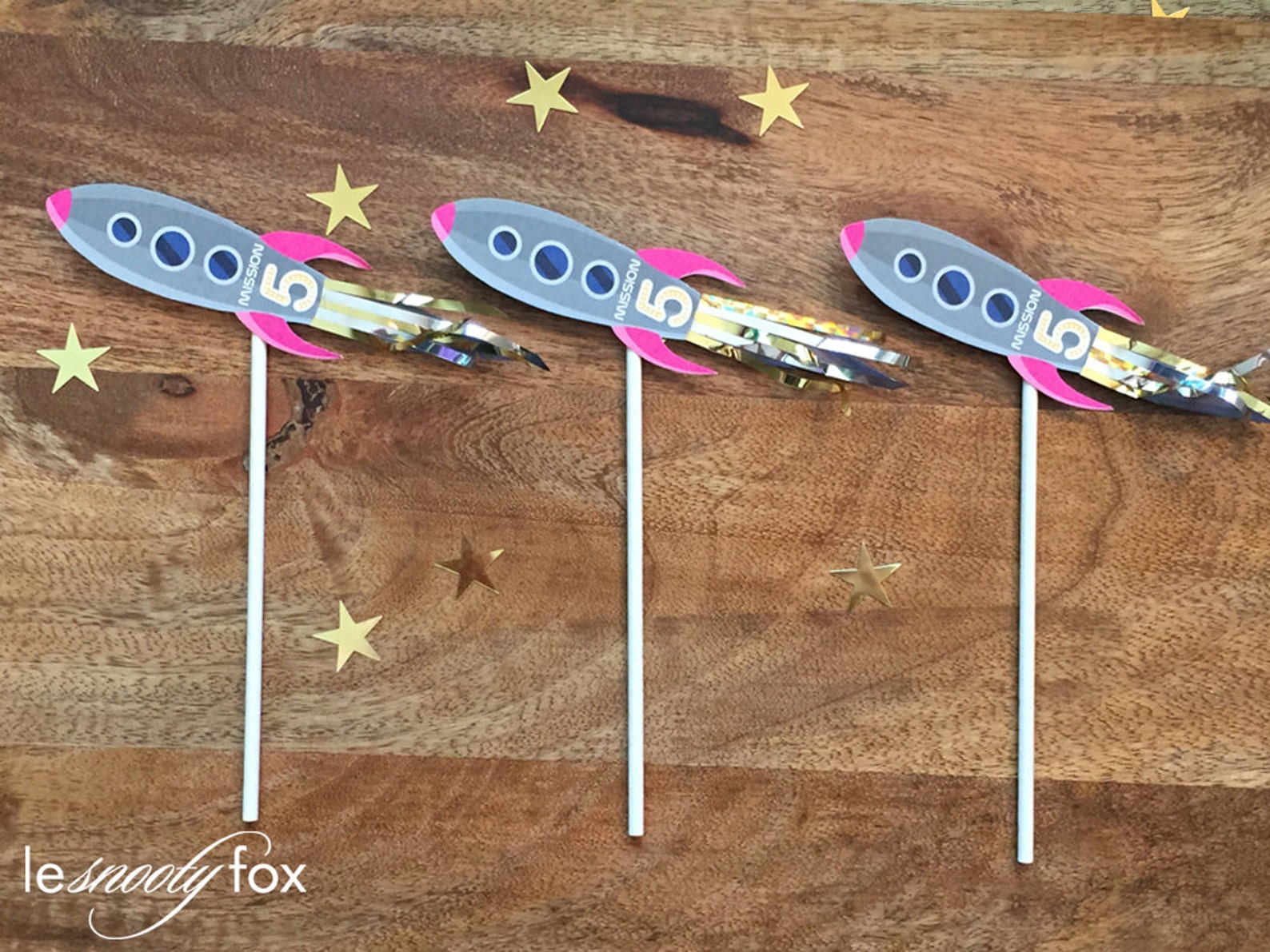 Pink Rocket Cupcake Toppers | Outer Space Cupcake Toppers - Etsy