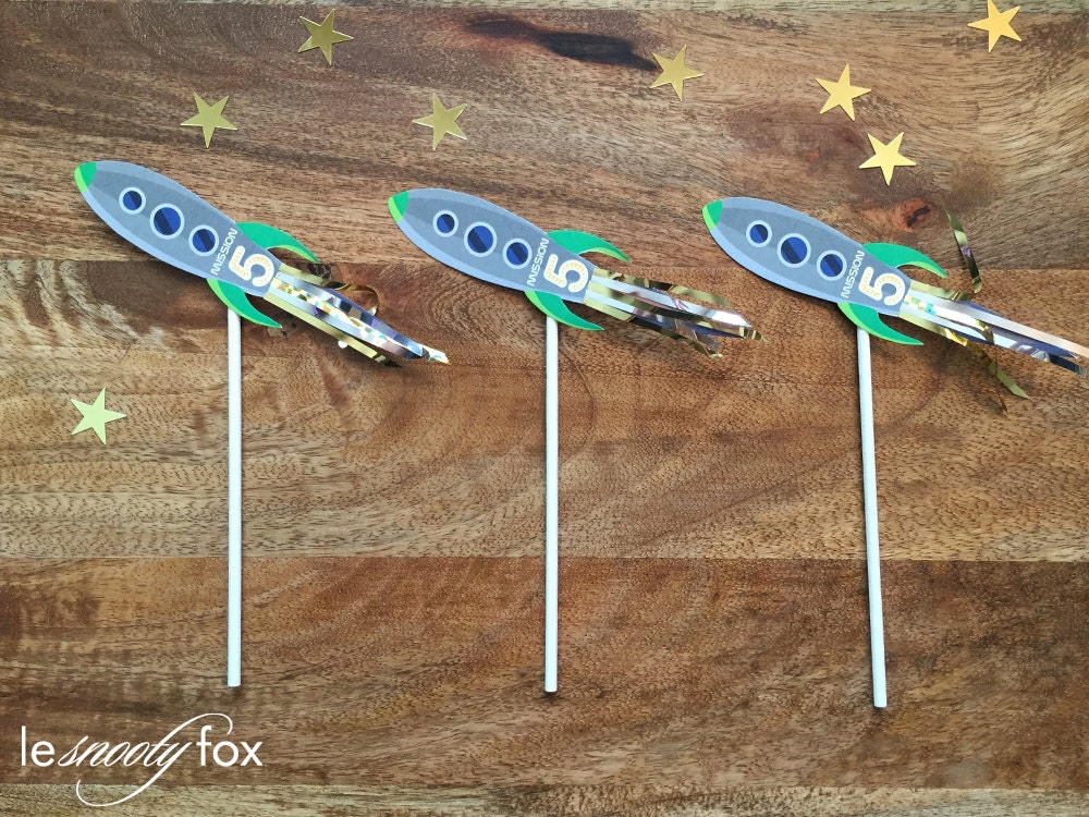 Green Rocket Cupcake Toppers | Outer Space Cupcake Toppers - Etsy
