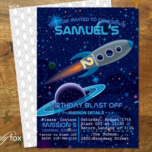 Printable Rocket Birthday Invitation | Digital Outer Space Birthday ...