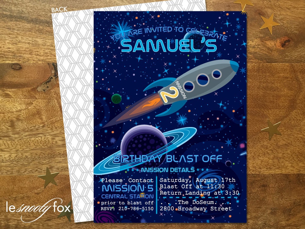 Printable Rocket Birthday Invitation | Digital Outer Space Birthday ...