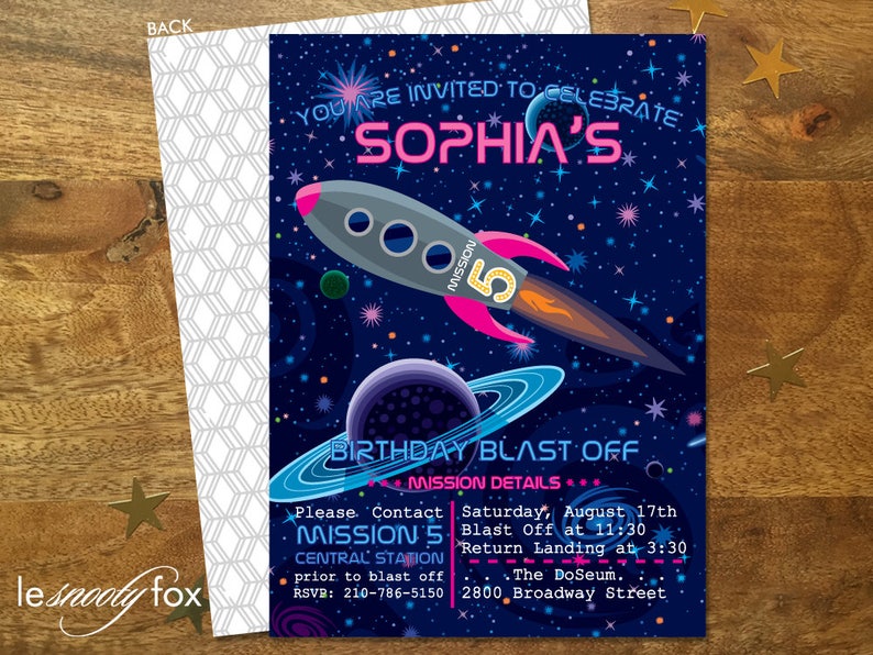 Printable Rocket Birthday Invitation | Digital Outer Space Birthday ...