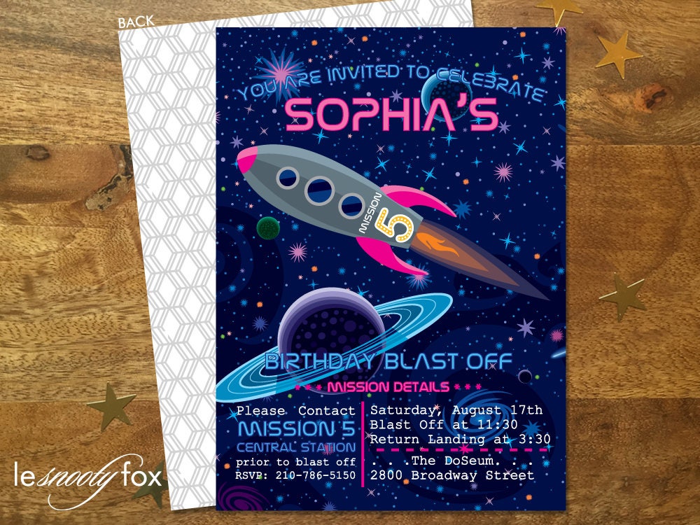Printable Rocket Birthday Invitation | Digital Outer Space Birthday ...