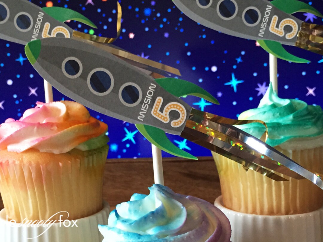 Green Rocket Cupcake Toppers | Outer Space Cupcake Toppers - Etsy