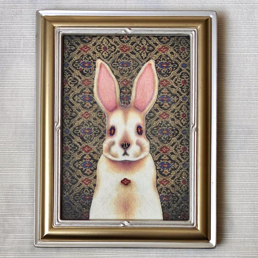 The Golden Hare by Steph Kunze - Fabric Collage Portrait of Snowshoe ...