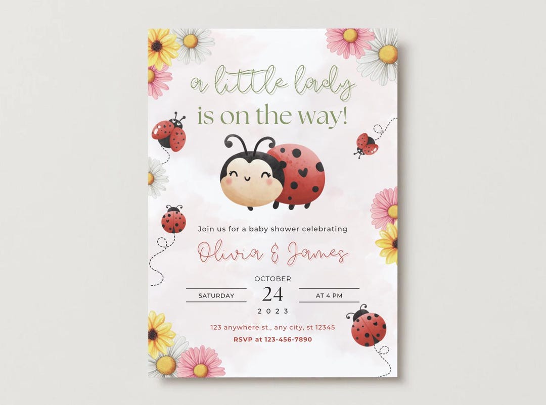 A Little Lady Bug Baby Shower Invitation, Cute Baby Shower Invitation ...