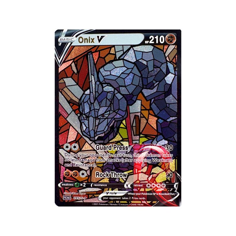 Custom Onix V Stained Glass Holo Card – Pokemon-inspired Art ACG Full ...