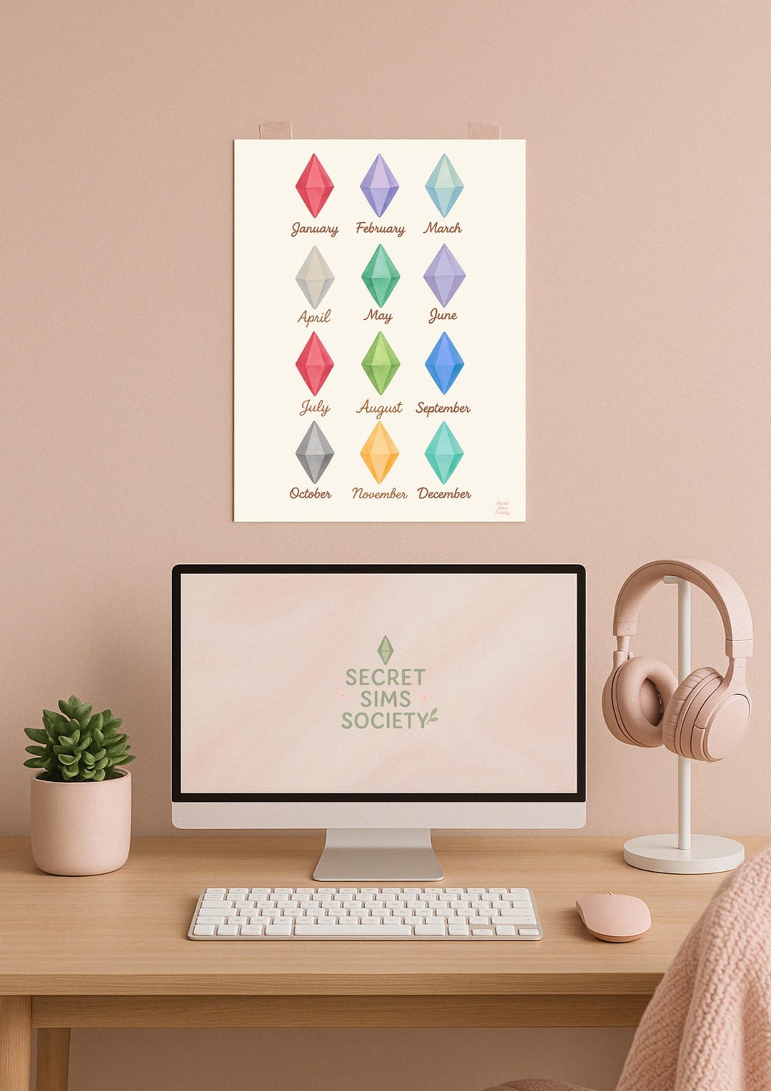 Custom Plumbob Birth Month Wall Art – Sims-inspired Print ...