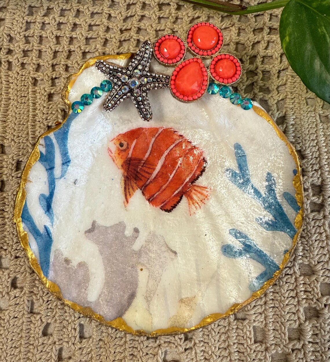 Decoupage Scallop Seashell, Decoupage Shell, Trinket Tray, Trinket Dish ...