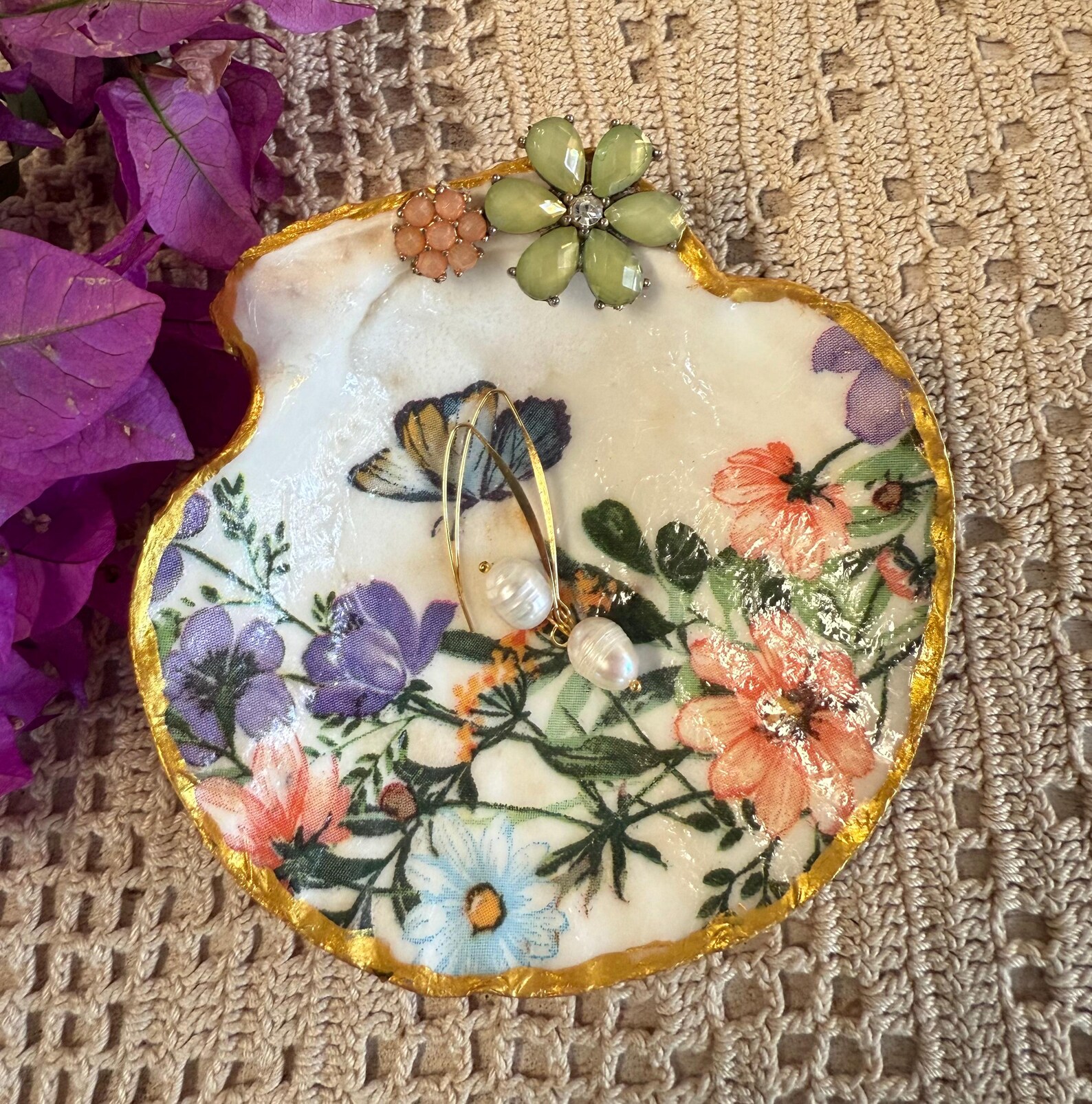 Decoupage Scallop Seashell, Decoupage Shell, Trinket Tray, Trinket Dish ...