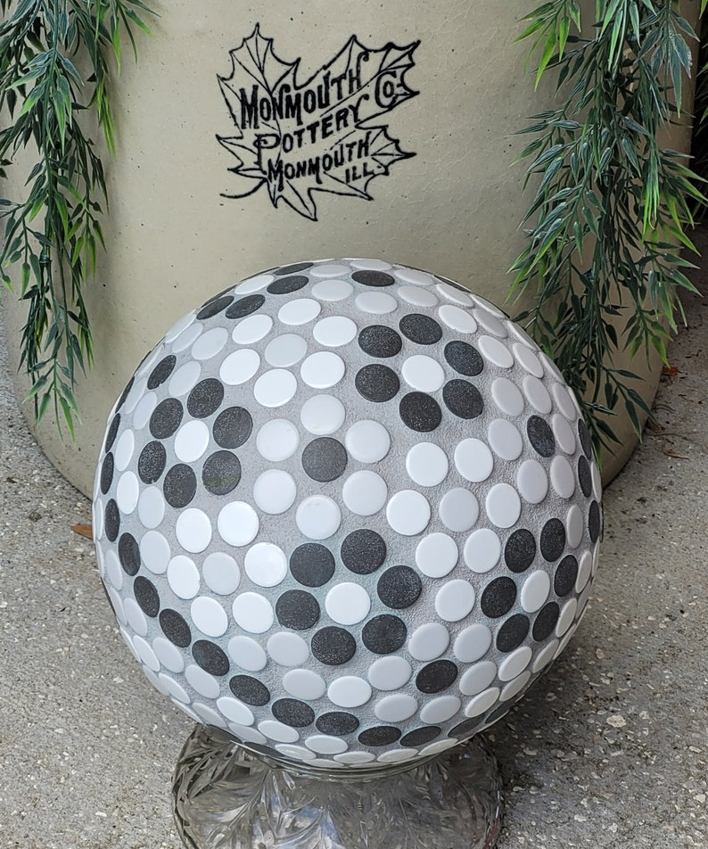 Repurpose Gazing Ball Penny Tiles Round Circles Gray Black White Mosaic ...