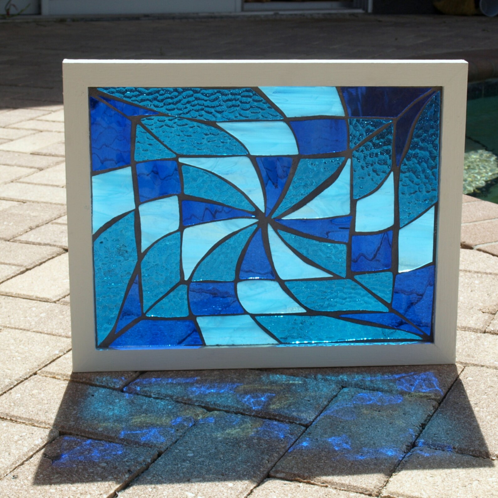 Blue Water Pinwheel Vortex Stained Glass Mosaic Frameables - Etsy