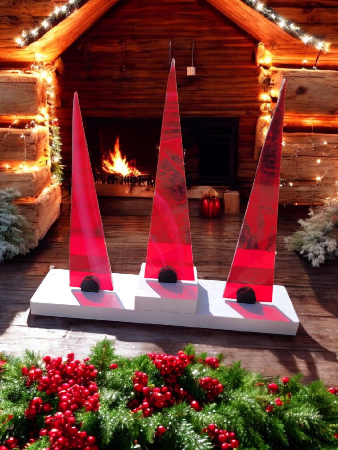Stained Glass 3 Piece Tryptic Christmas Tree on Custom Stand Base OOAK ...