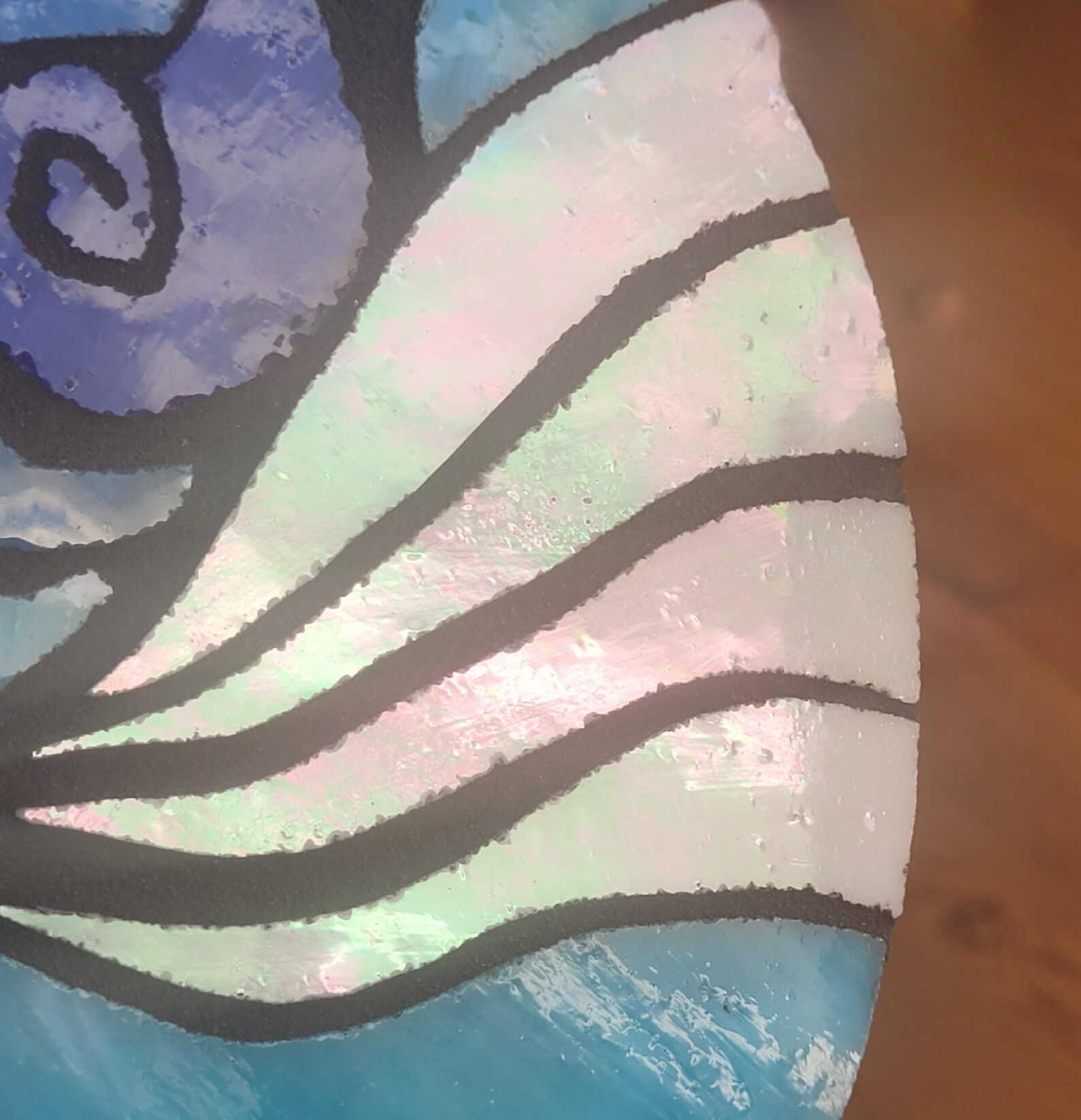 Blue Water Nautilus Stained Glass Mosaic Round Circle Turquoise White ...