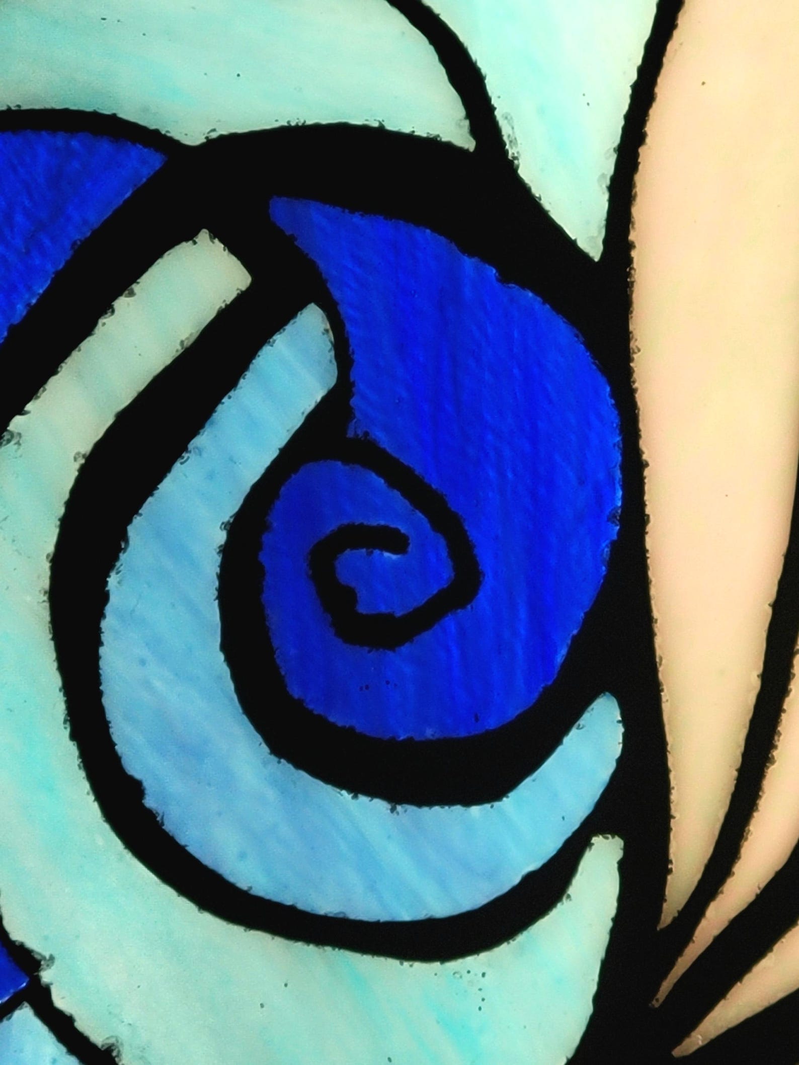 Blue Water Nautilus Stained Glass Mosaic Round Circle Turquoise White ...