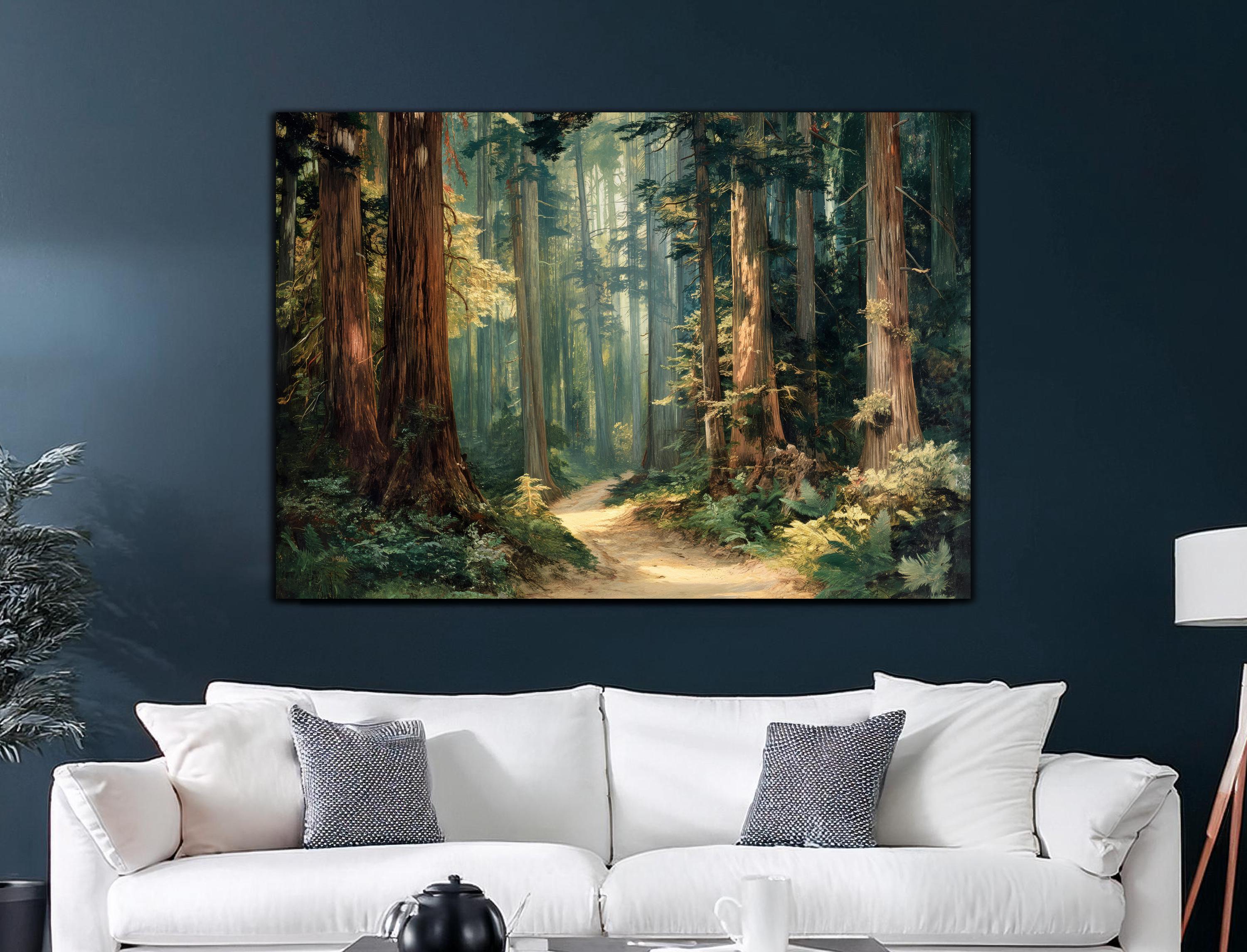 Framed Forest Path Canvas Wall Art, Serene Woodland Landscape Print ...