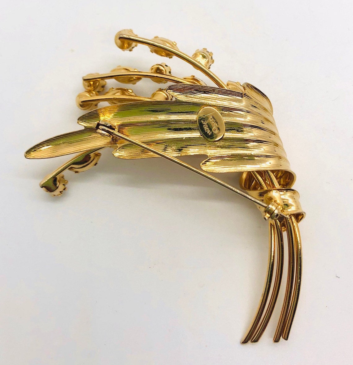 Large HOBE Rhinestone Spray Brooch 3 Inch Dated 1966 Vintage - Etsy