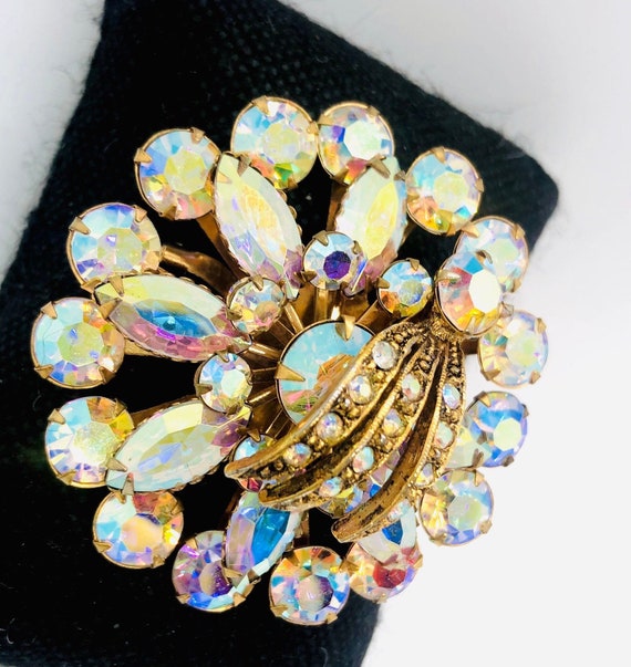 Large Layered AB Rhinestone Brooch Overlays 2 1/8 inc… - Gem