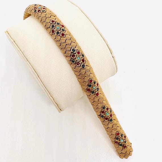CINER Articulated Faux Turquoise Rhinestone Mogul Bracelet Signed Vintage Designer Jewelry Etsy