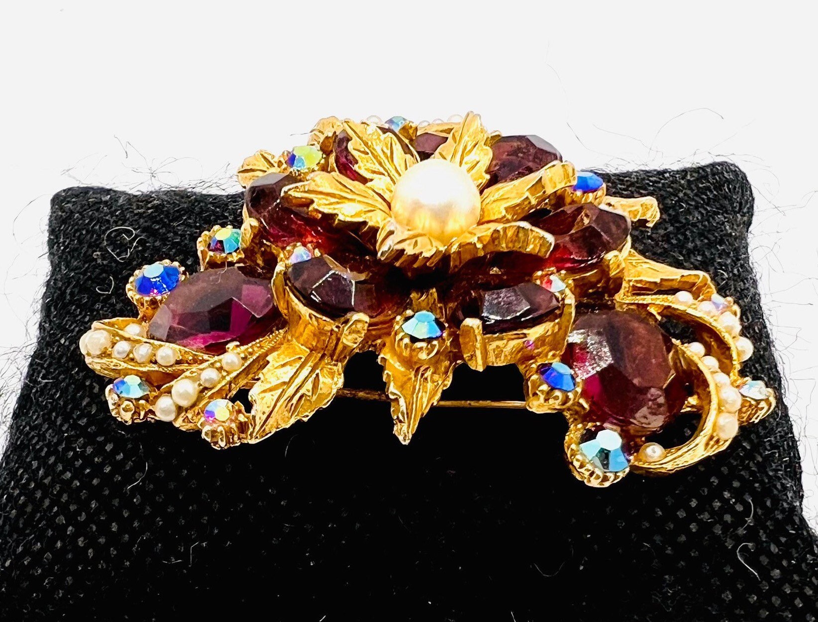 ART Arthur Pepper Jewel Tone Amethyst Rhinestone Brooch Signed Vintage ...