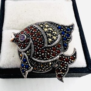 JUDITH JACK Sterling Silver Marcasite Fish Brooch 9.25gm Signed ...