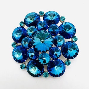 WEISS Blue Watermelon Rivoli Rhinestone Brooch Signed Vintage Designer Jewelry - Etsy