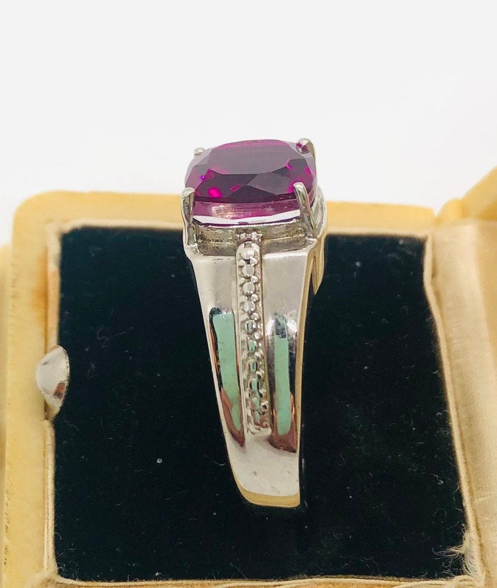 Sterling Silver & 2ct Pink Quartz Ring Cushion Cut 7.4gms Size | Etsy