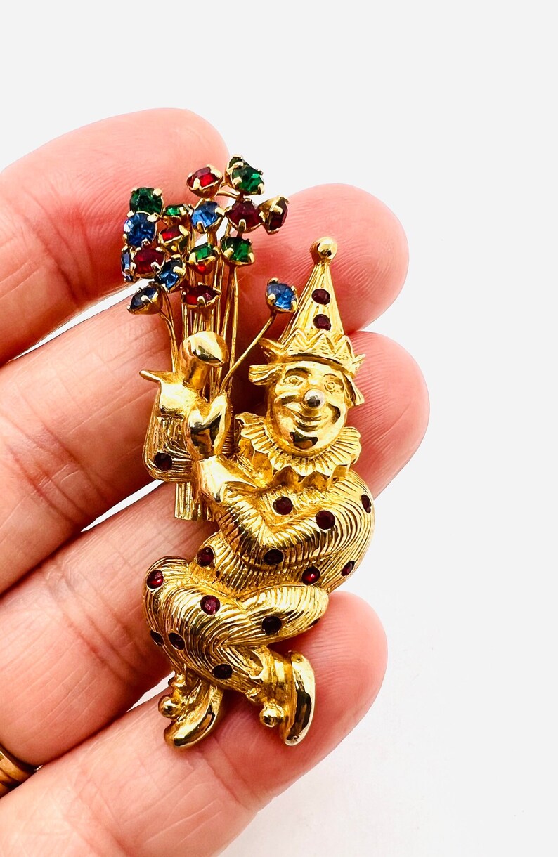 Very RARE Castlecliff Rhinestone Balloons Clown Brooch Signed Vintage ...
