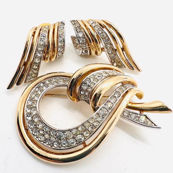 Marcel BOUCHER Rhinestone Brooch Earrings Demi Pave Set Signed Vintage Designer Jewelry Etsy