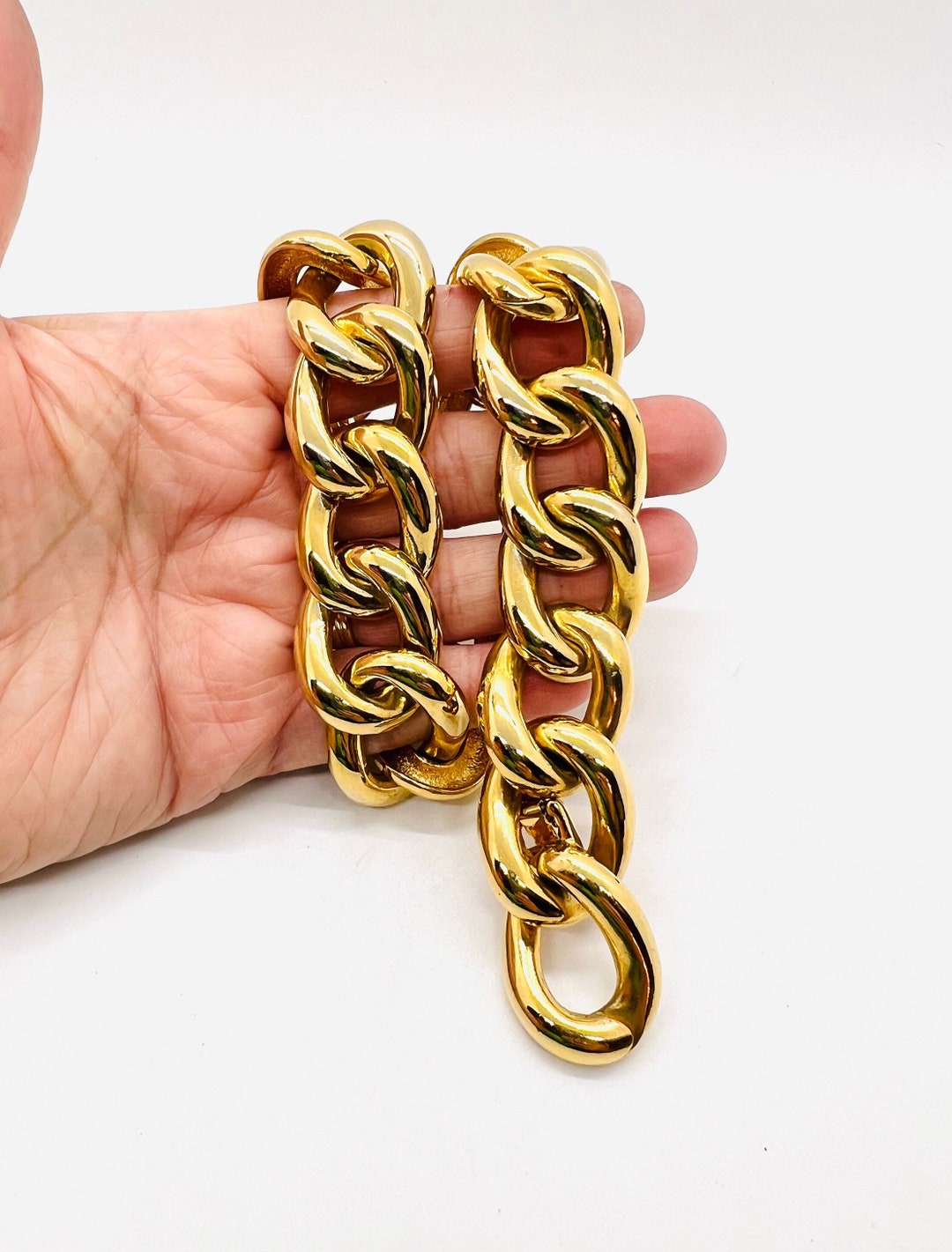 Chunky CAROLEE Gold Tone Chain Link Necklace Signed Vintage Designer ...