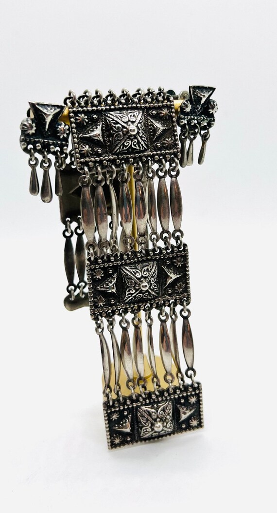 Early Sterling Silver Mexico Mayan Aztec Pyramid Brac… - Gem