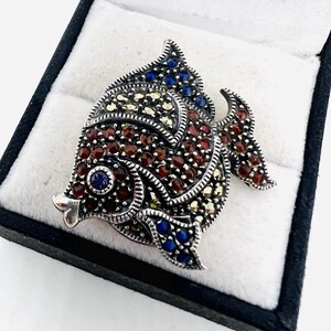 JUDITH JACK Sterling Silver Marcasite Fish Brooch 9.25gm Signed ...