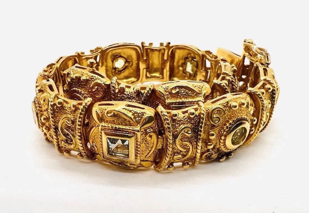 Ross Simons Etruscan Sterling Silver 18k Gold Vermeil Gemstone Bracelet ...