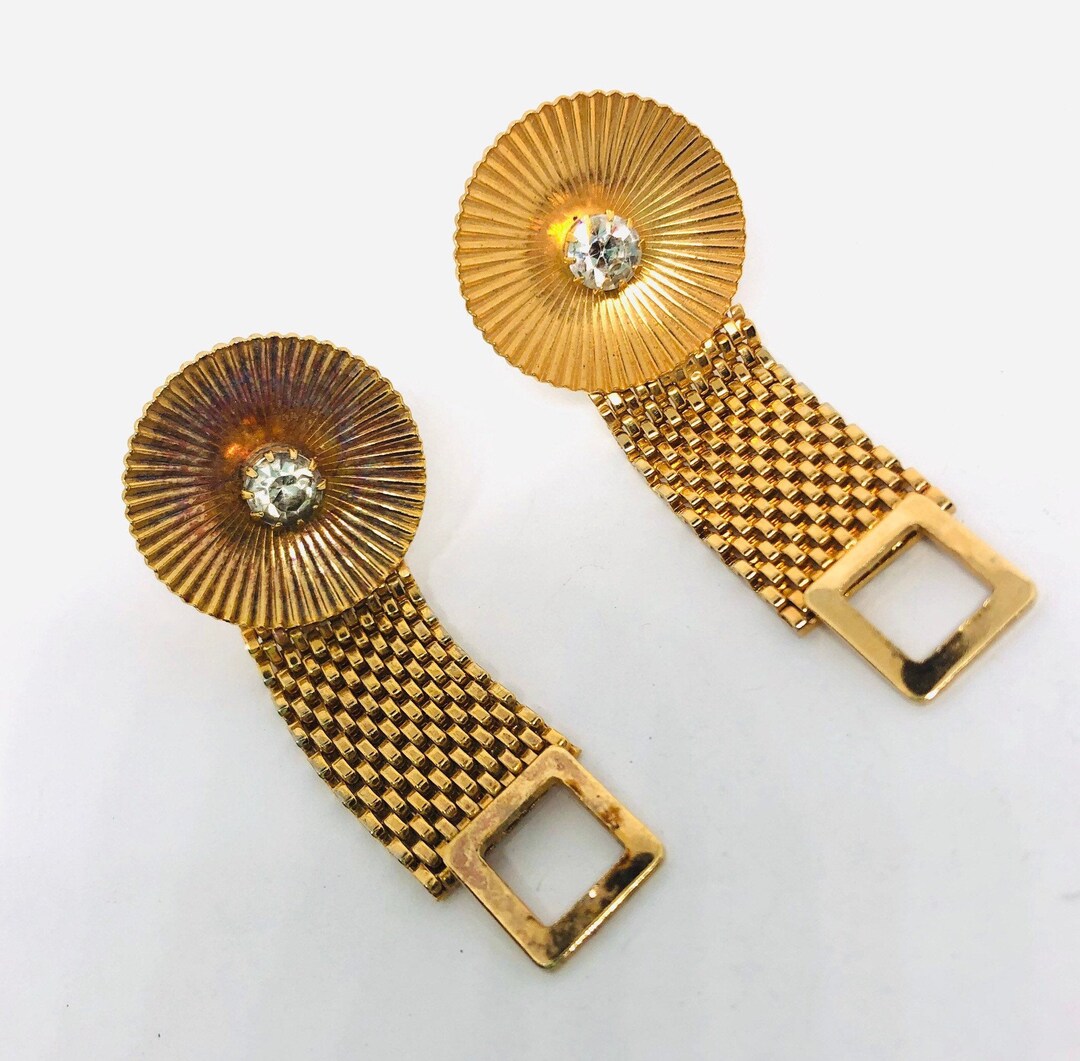 Rhinestone Mesh Wrap Around Cuff Links Cufflinks Vintage Suit - Etsy