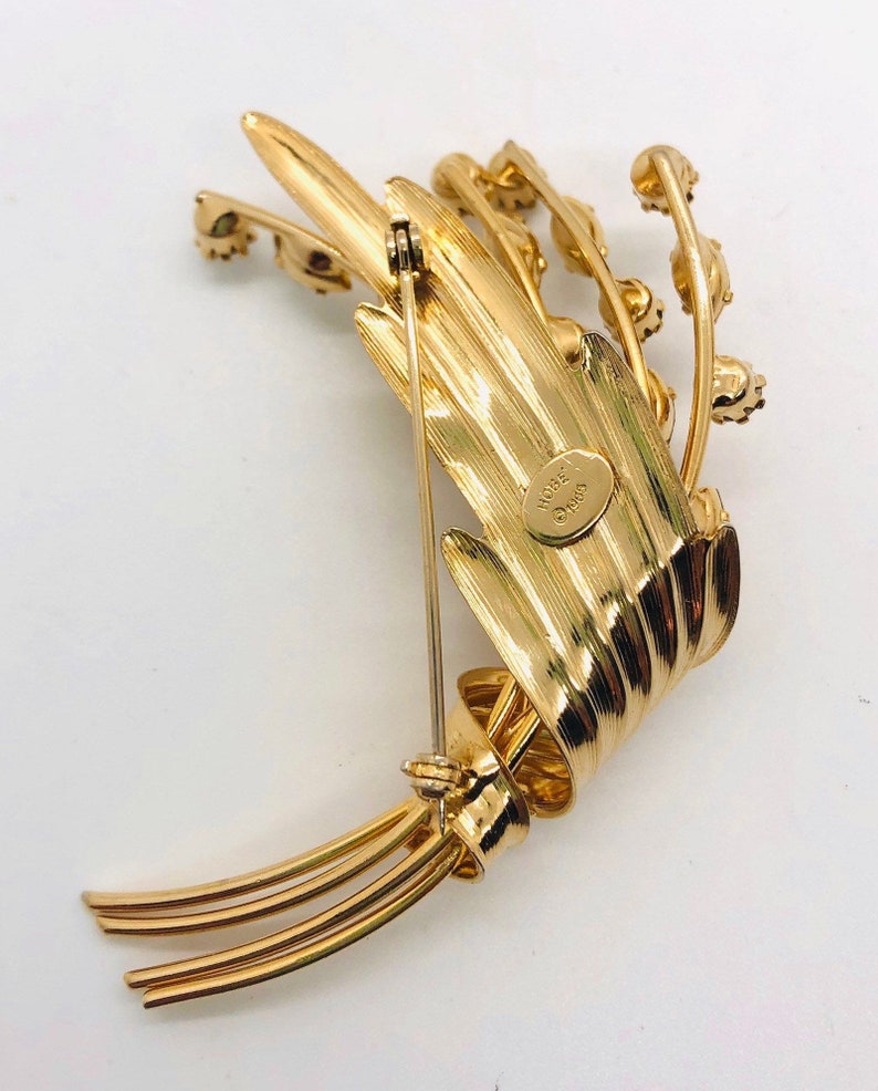 Large HOBE Rhinestone Spray Brooch 3 Inch Dated 1966 Vintage - Etsy