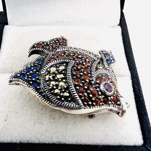 JUDITH JACK Sterling Silver Marcasite Fish Brooch 9.25gm Signed ...