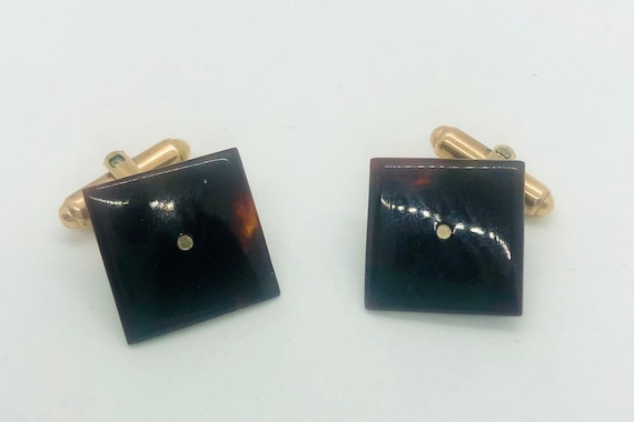 Antique Gold Filled & Faux Tortoiseshell Cuff Links A… - Gem