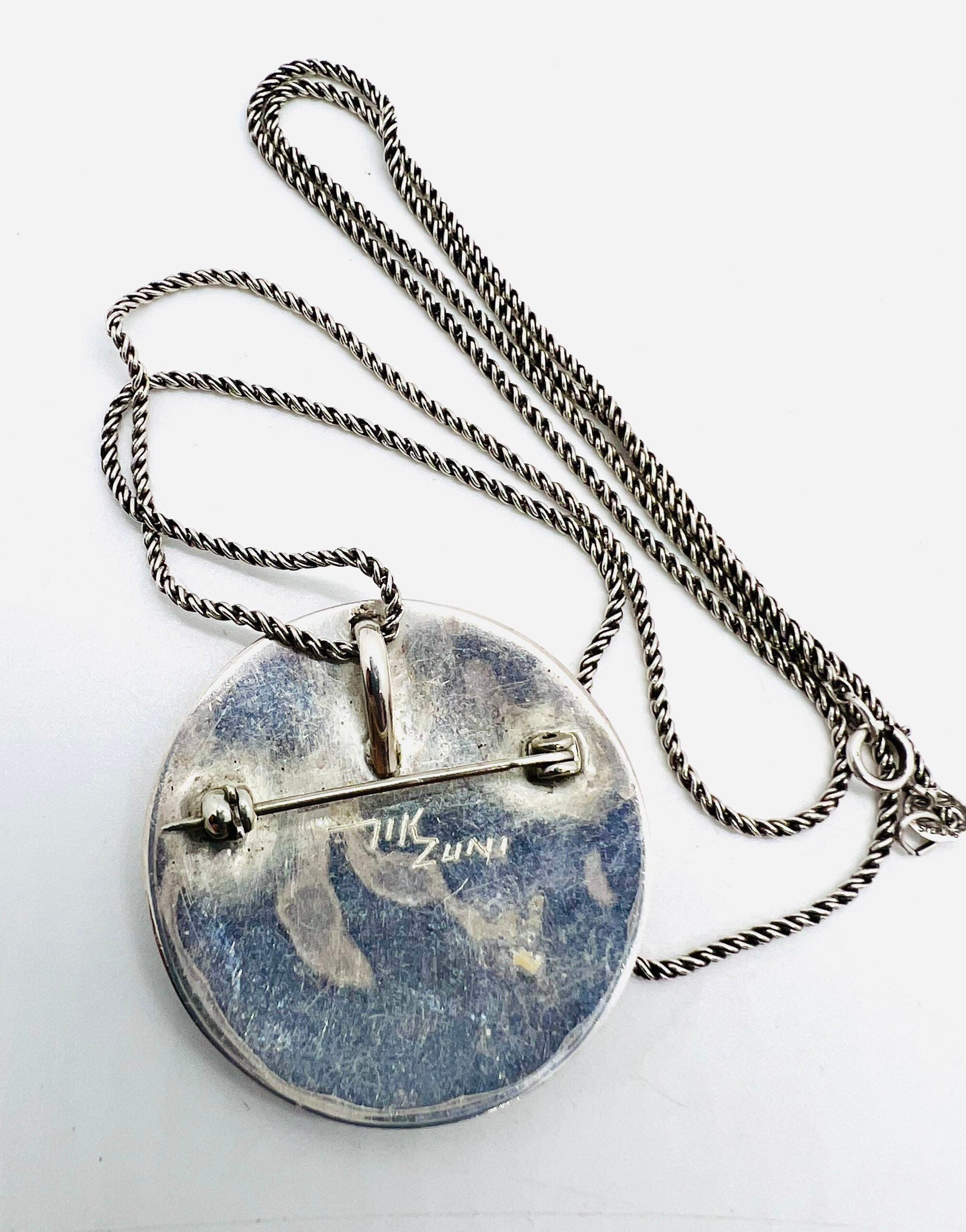Sterling Silver M.KALLESTEWA Inlaid Sunface Zuni Necklace Sterling Silver M.KALLESTEWA Inlaid Sunface Zuni Necklace