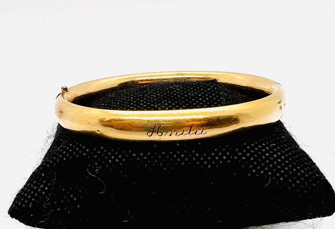Carl-art Gold Filled Bangle Bracelet ANITA Monogram Engraved Fine ...