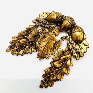 Art Deco Gilt Brass Acorns & Dangling Oak Leaves Brooch Vintage Antique Jewelry - Etsy